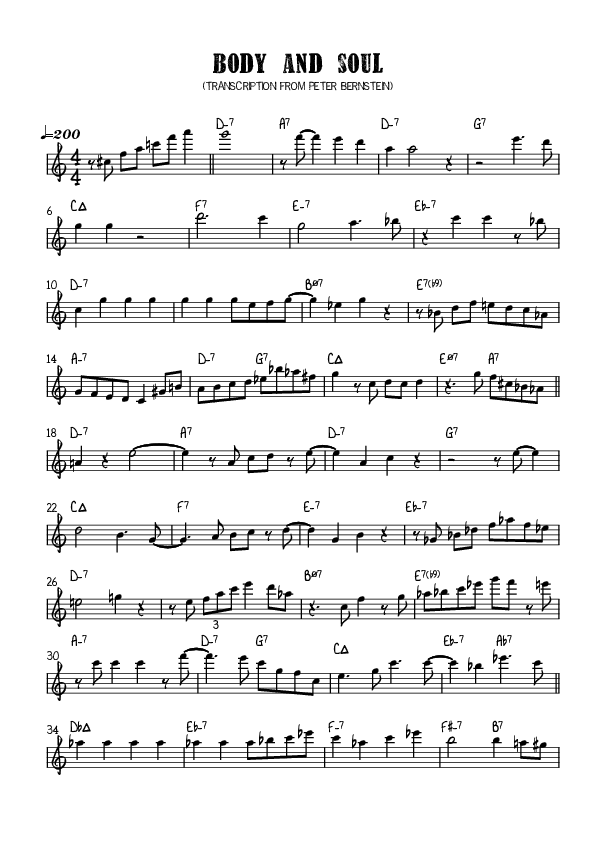 (PDF) Body and Soul- Bernstein transcription