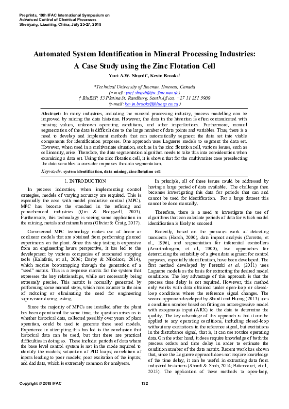 (PDF) Automated System Identification in Mineral Processing Industries: A Case Study using the ...