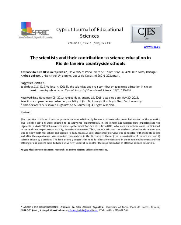 (PDF) The scientists and their contribution to science education in Rio ...