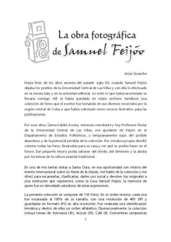 (PDF) La obra fotográfica de Samuel Feijóo