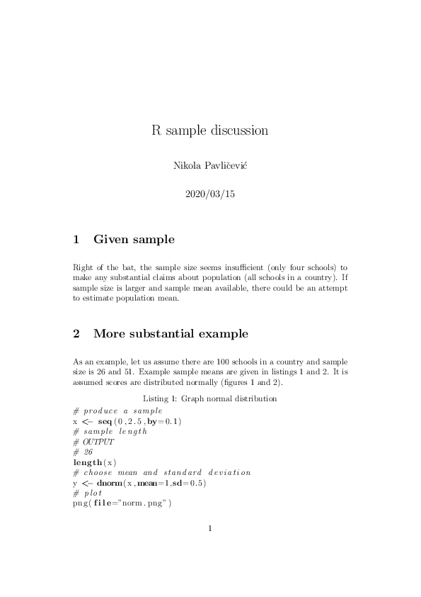 (PDF) R sample and normal distribution example