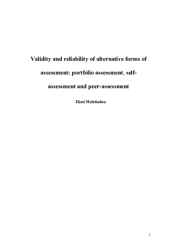 (DOC) Validity and reliability of alternative forms of assessment