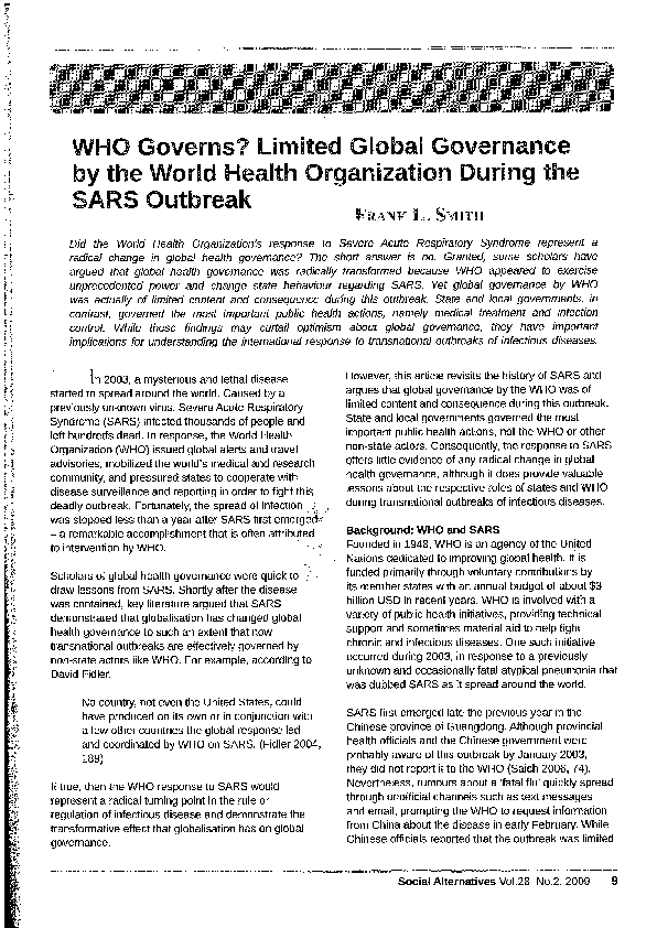 (PDF) WHO Governs? Limited Global Governance by the World Health ...