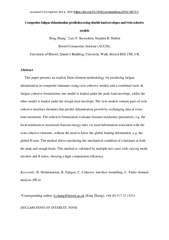 (PDF) Composites fatigue delamination prediction using double load ...