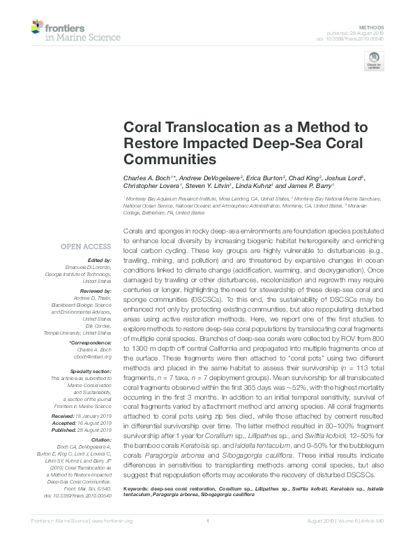 (PDF) Coral Translocation as a Method to Restore Impacted Deep-Sea ...