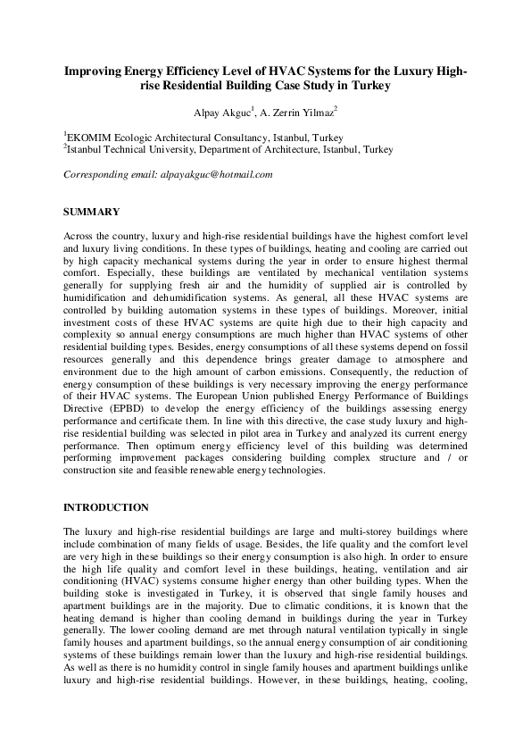 (PDF) Improving Energy Efficiency Level of HVAC Systems for the Luxury ...