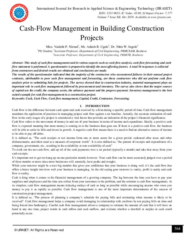 (PDF) Cash-Flow Management in Building Construction Projects
