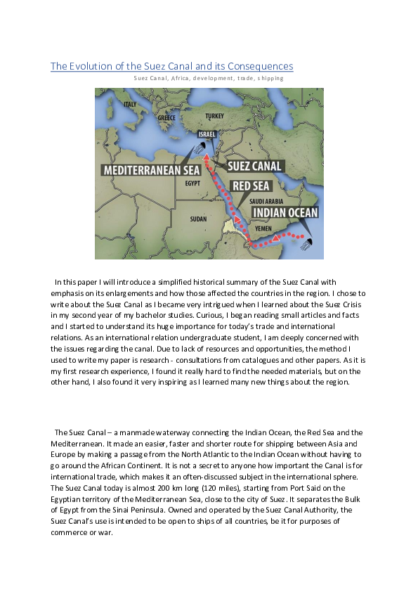 (PDF) The Evolution of the Suez Canal and its Consequences