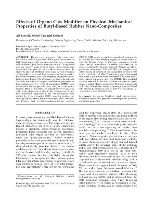 (PDF) Effects of Organo-Clay Modifier on Physical-Mechanical Properties ...