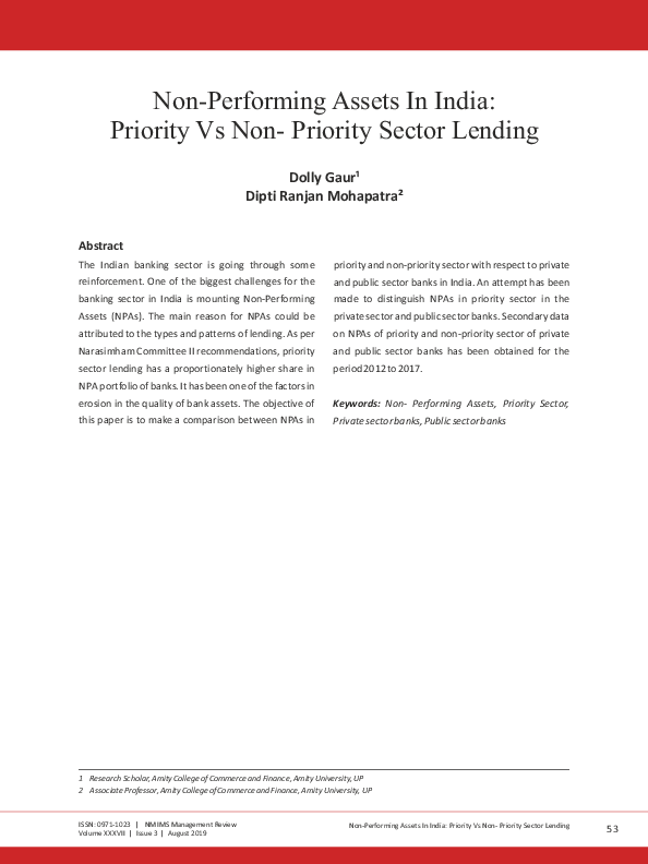 (PDF) Article NPA Priority vs Non-Priority sector
