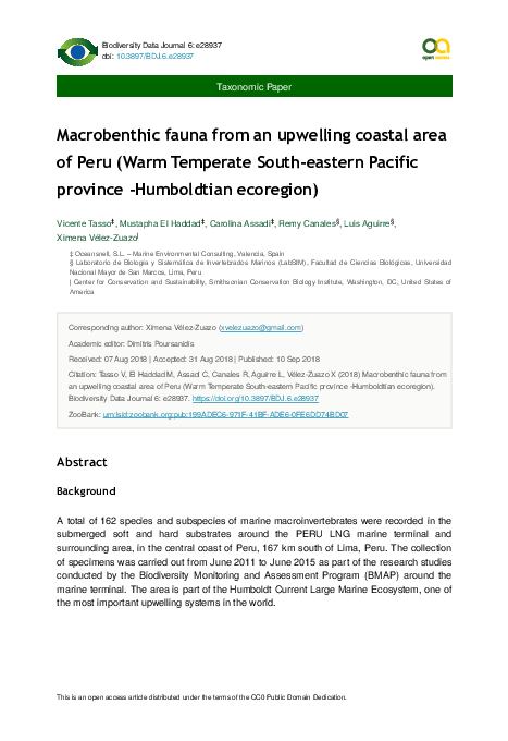 (PDF) Macrobenthic fauna from an upwelling coastal area of Peru (Warm ...