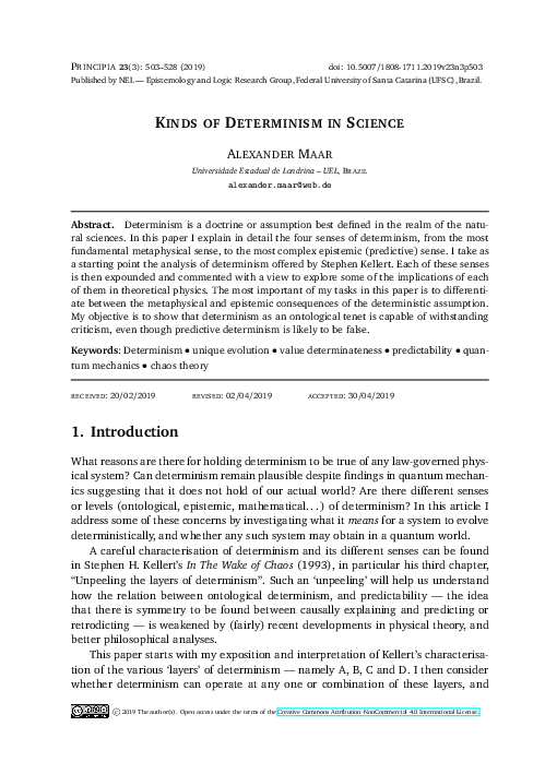 (PDF) KINDS OF DETERMINISM IN SCIENCE