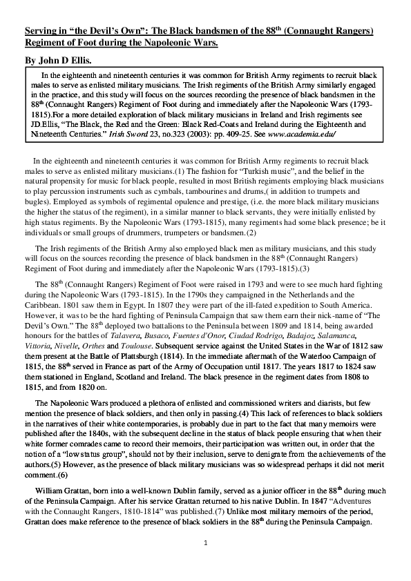 (PDF) Serving in "the Devil's Own": The Black bandsmen of the 88th ...