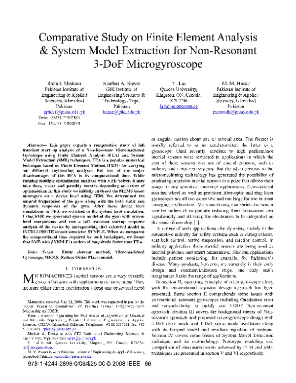 (PDF) Comparative Study on Finite Element Analysis & System Model Extraction for Non-Resonant 3 ...