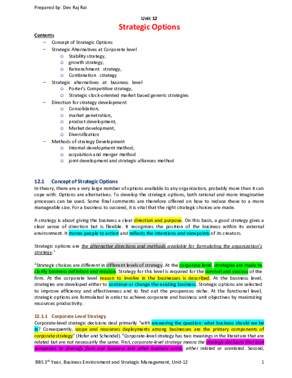 (PDF) Strategic Options