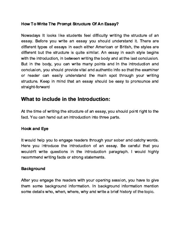 (PDF) How To Write The Prompt Structure Of An Essay | Hirearticle ...