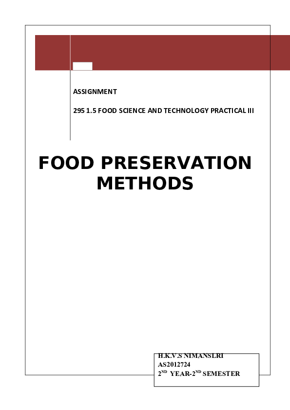 (DOC) FOOD PRESERVATION METHODS