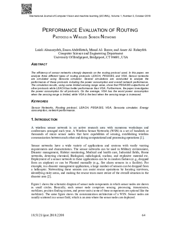 Pdf Performance Evaluation Of Routing Protocols In Wireless Sensor