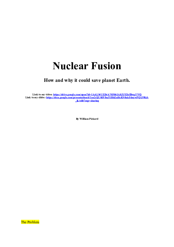 (DOC) Nuclear Fusion