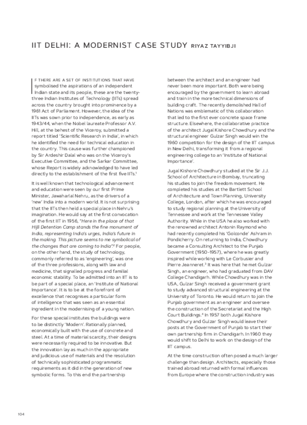 (PDF) IIT DELHI A MODERNIST CASE STUDY