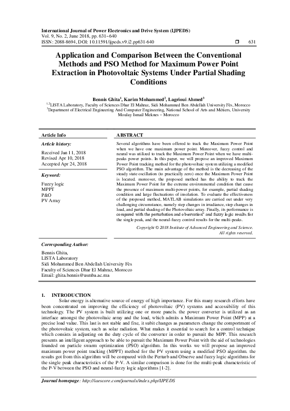 Pdf Application And Comparison Between The Conventional Methods And Pso Method For Maximum