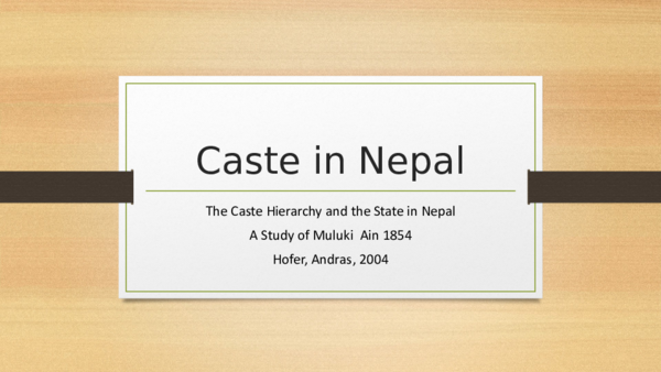 (PPT) The Caste Hierarchy and State of Nepal