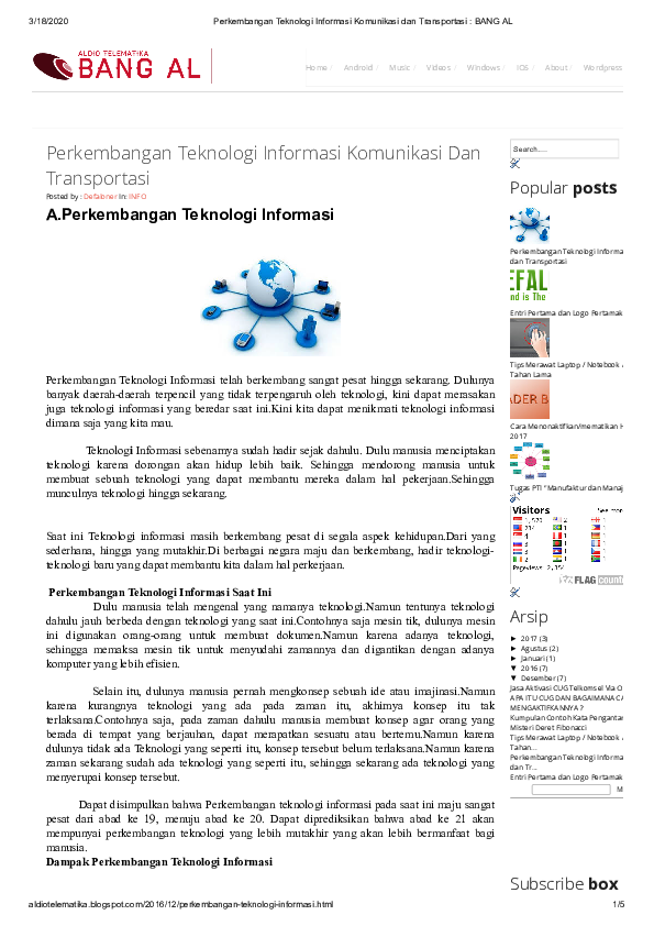 (PDF) Perkembangan Teknologi Informasi Komunikasi Dan Transportasi