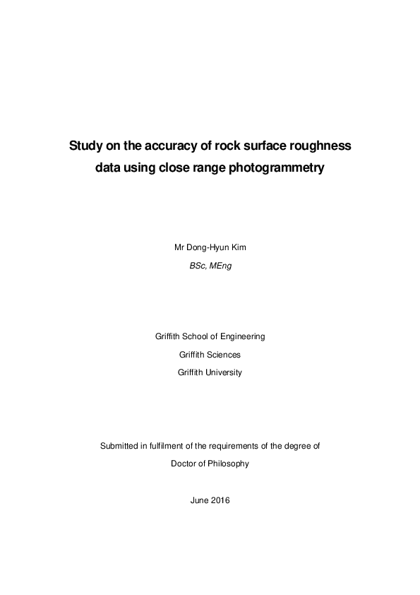 (PDF) Study on the accuracy of rock surface roughness data using close ...