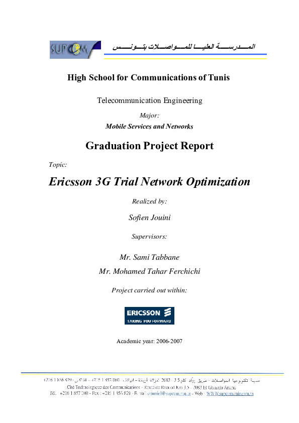 (PDF) 3G project Network optimization Ericsson