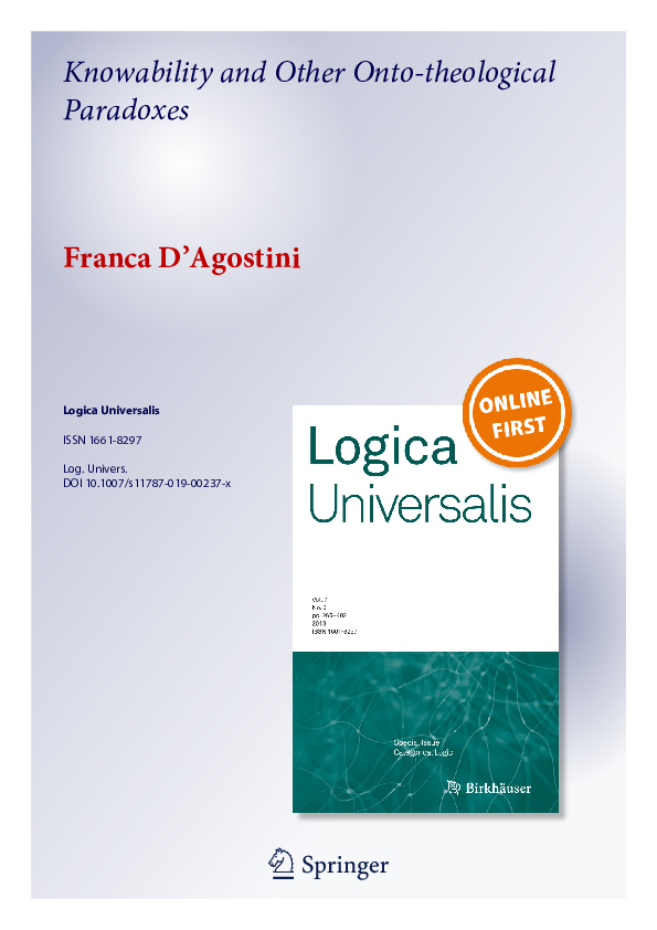 (PDF) Knowability and Other Onto-theological Paradoxes