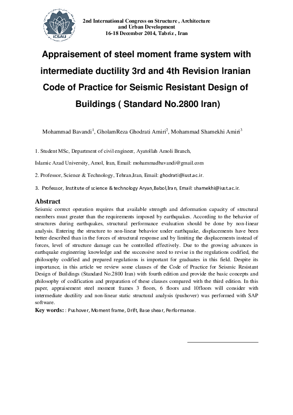 (PDF) Appraisement of steel moment frame system with intermediate ...