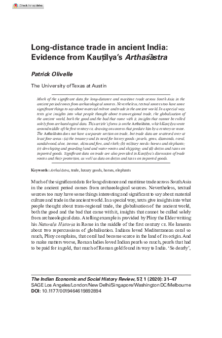 (PDF) Long-distance trade in ancient India: Evidence from Kaut . ilya's ...
