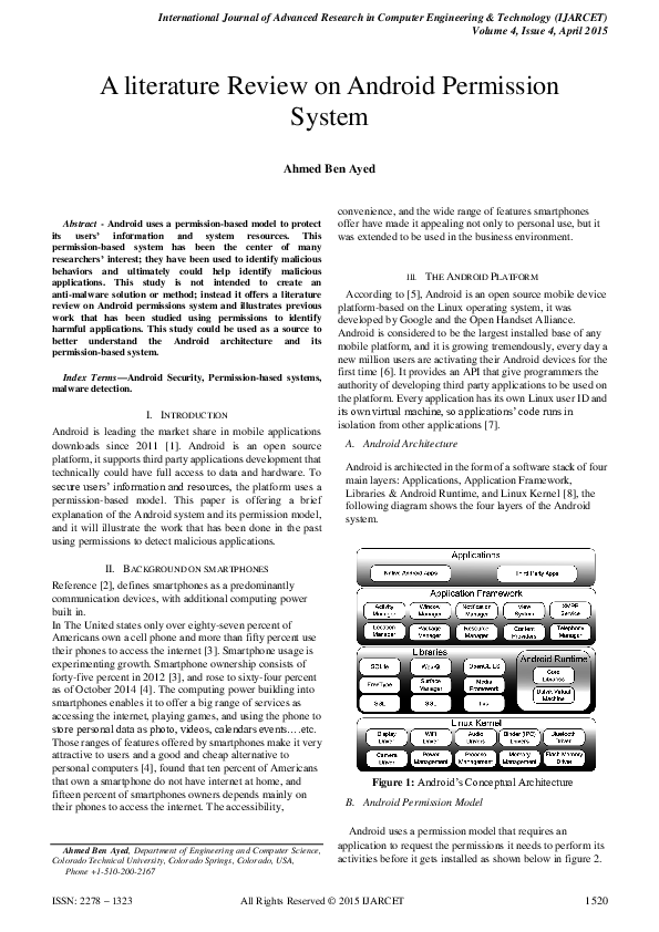 (PDF) A literature Review on Android Permission System