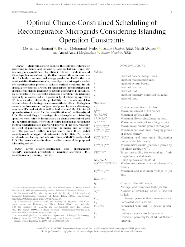 (PDF) Optimal Chance-Constrained Scheduling of Reconfigurable ...