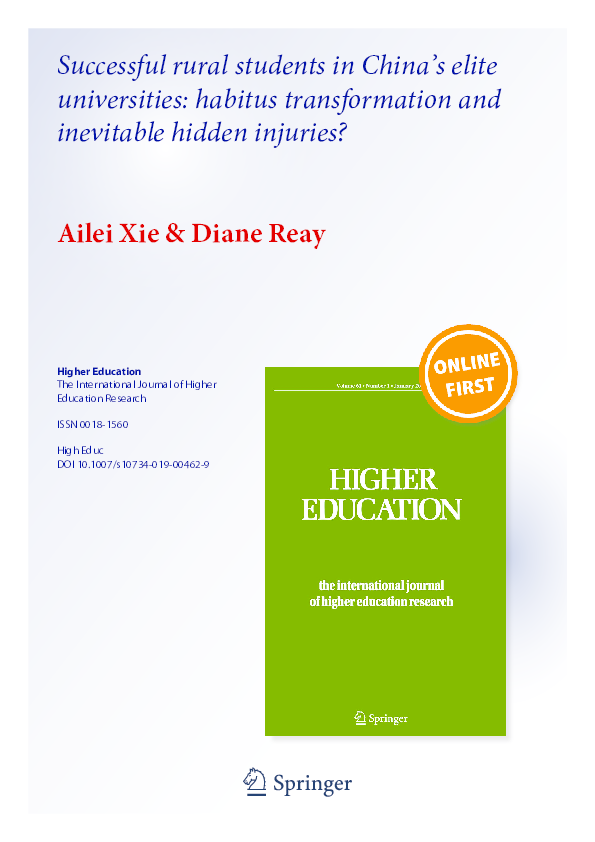 (PDF) Successful rural students in China’s elite universities: habitus ...
