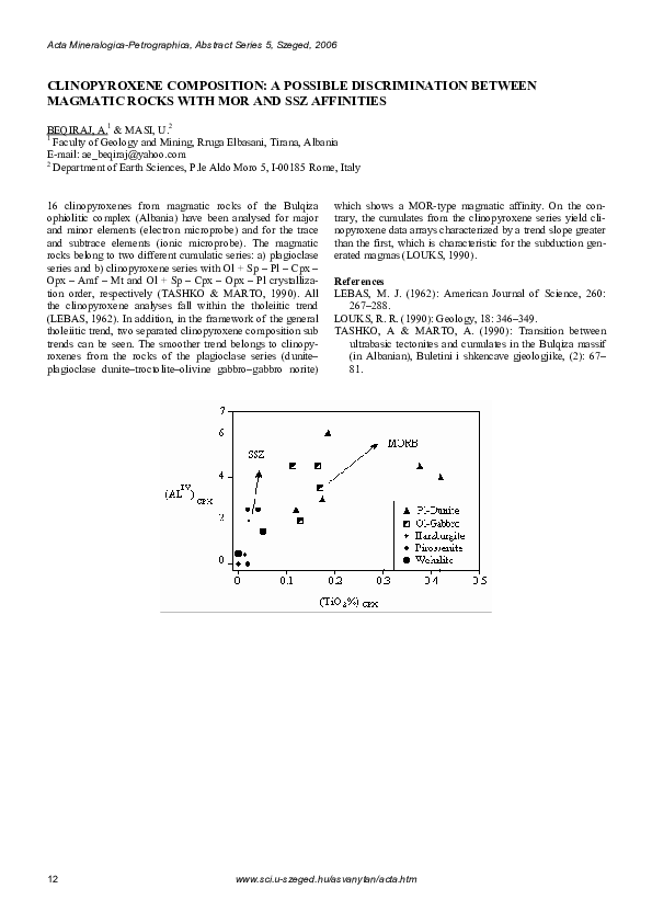 (PDF) CLINOPYROXENE COMPOSITION:A POSSIBLE DISCRIMINATION BETWEEN ...
