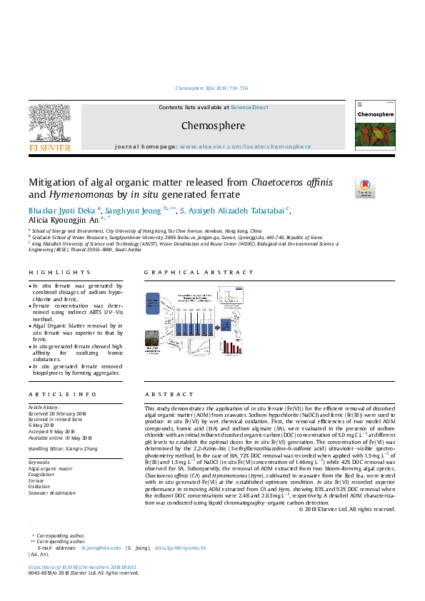 (PDF) Mitigation of algal organic matter released from Chaetoceros ...