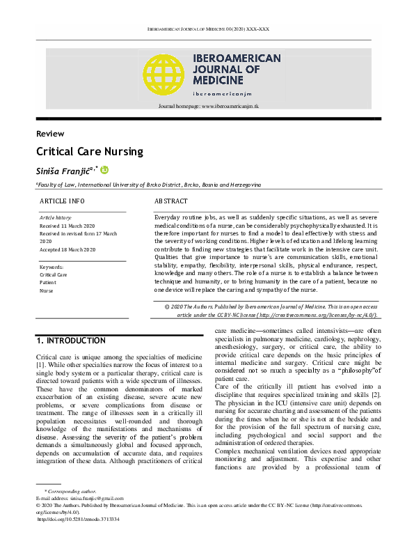 (PDF) Critical Care Nursing