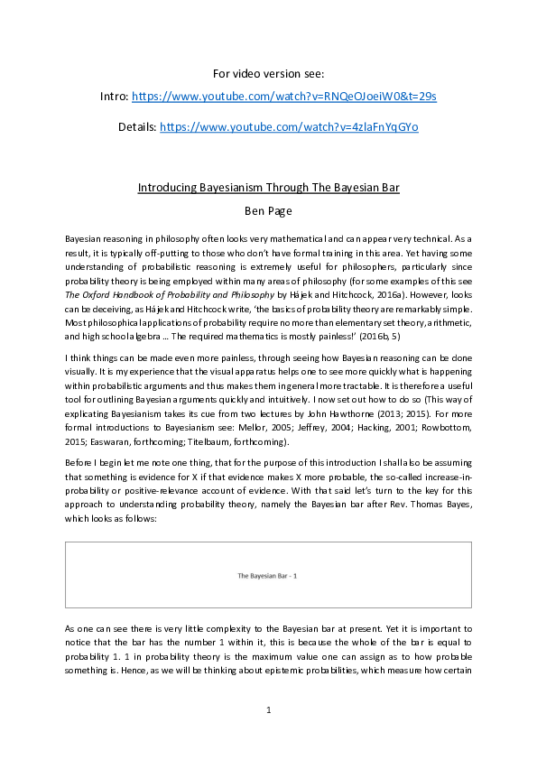 (PDF) Introducing Bayesianism Through The Bayesian Bar
