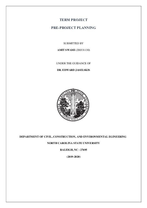 (PDF) TERM PROJECT PRE-PROJECT PLANNING