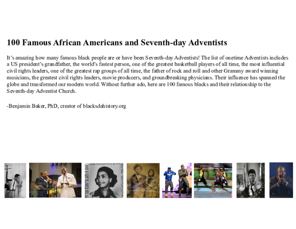 (PDF) 100 Famous African Americans and Seventh-day Adventists