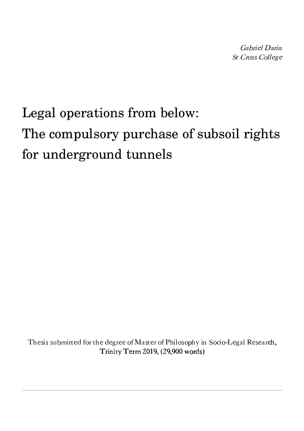 (PDF) Legal operations from below: The compulsory purchase of subsoil ...