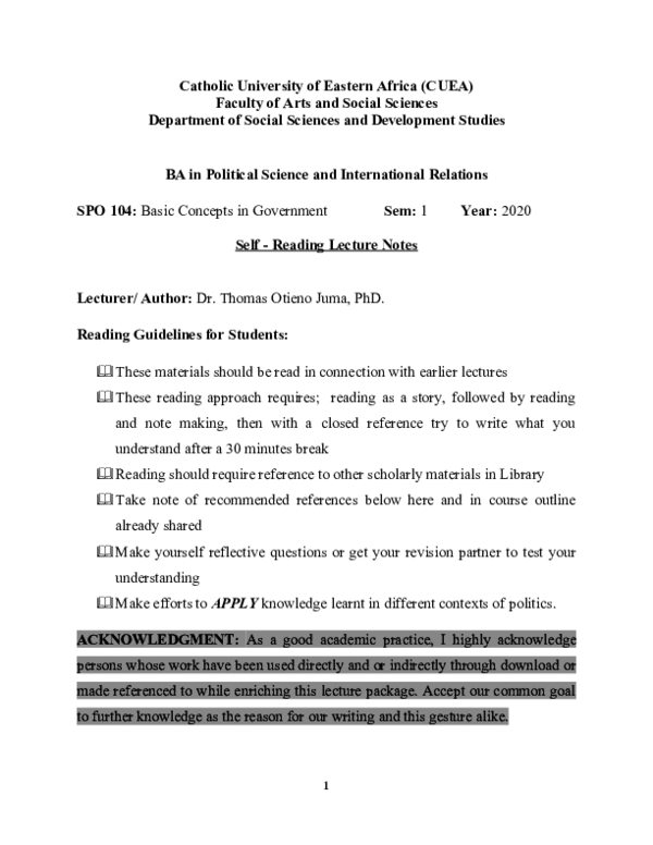 (DOC) CUEA SPO 104 Reading Notes