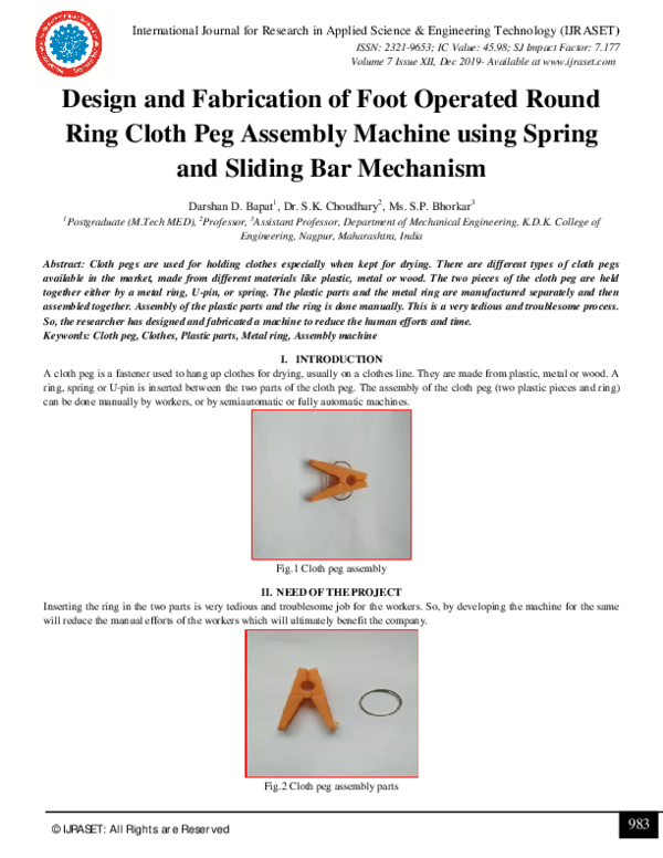 (PDF) Design and Fabrication of Foot Operated Round Ring Cloth Peg ...
