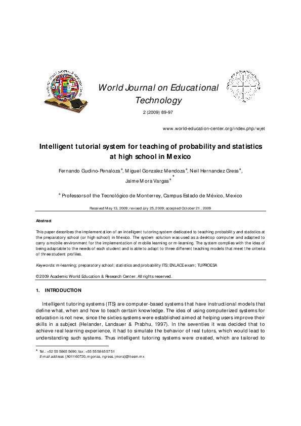 (PDF) Intelligent tutorial system for teaching of probability and ...