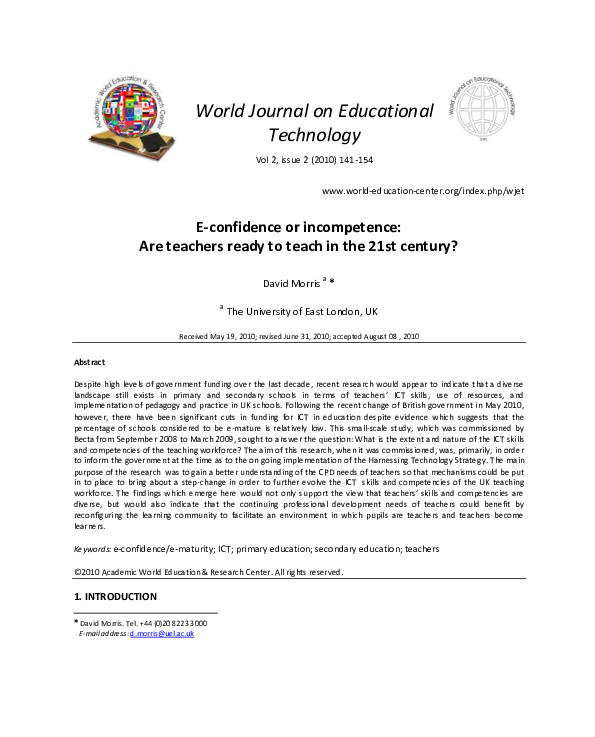 (PDF) E-confidence or incompetence: Are teachers ready to teach in the ...