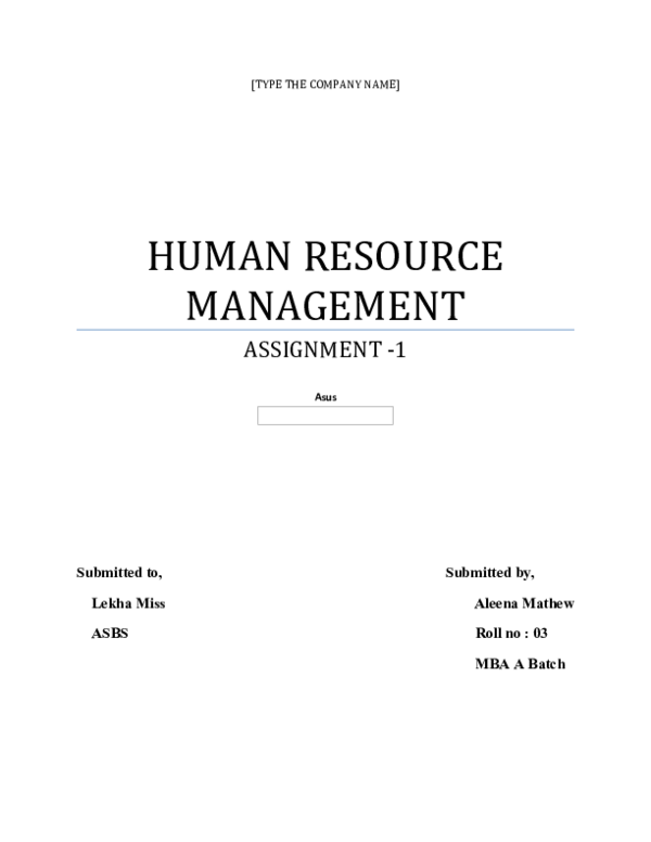 (DOC) HRM assignment 1 ALEENA