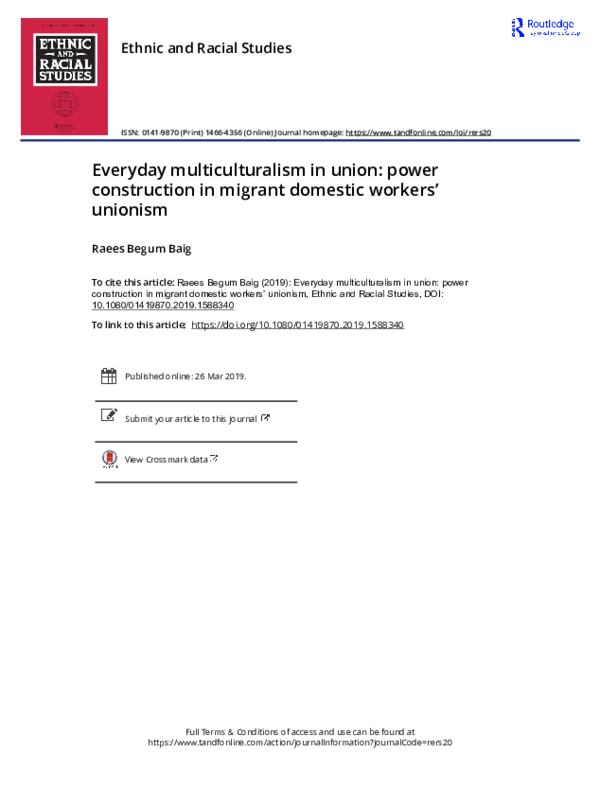 (PDF) Everyday multiculturalism in union: power construction in migrant domestic workers’ unionism