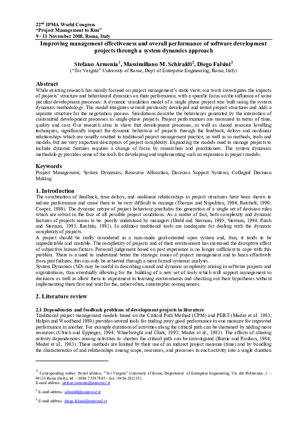 (PDF) Improving management effectiveness and overall performance of software development ...