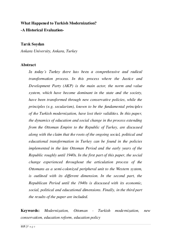 (PDF) What Happened to Turkish Modernization? -A Historical Evaluation